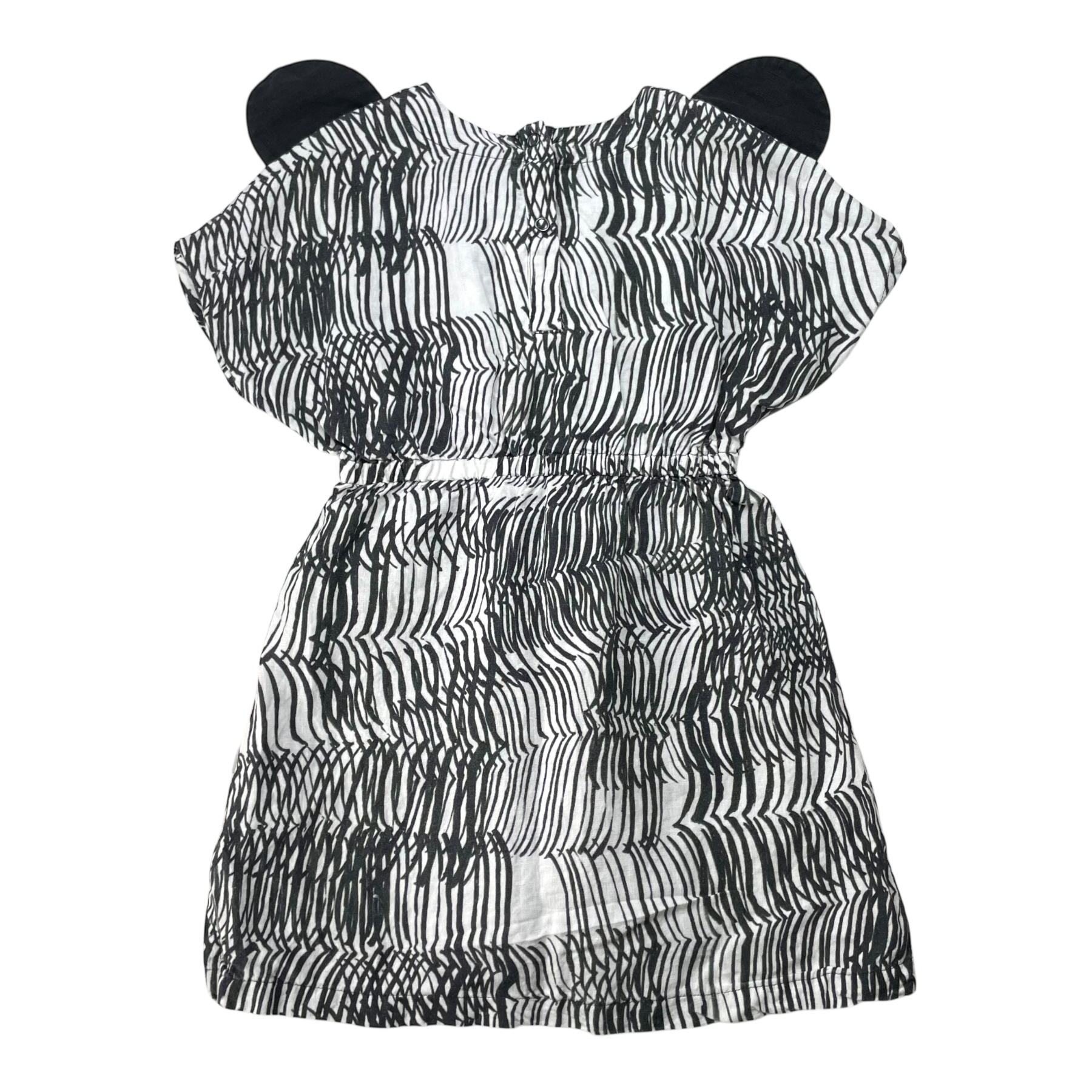 Papu linen dress, black/white | 98/104cm – Ninyes